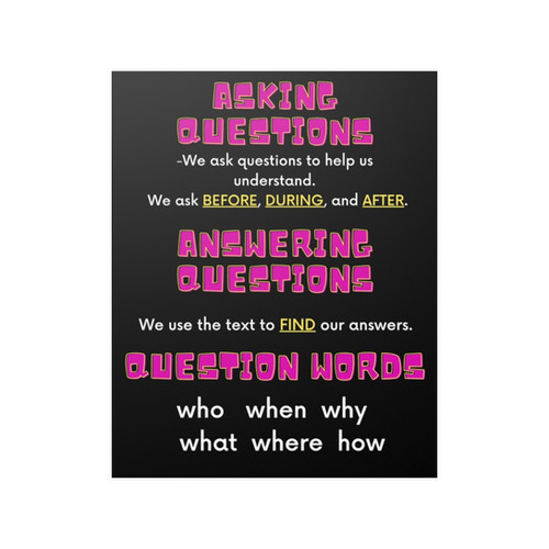 Asking and Answering Questions Anchor Chart | Custom Classroom Cre