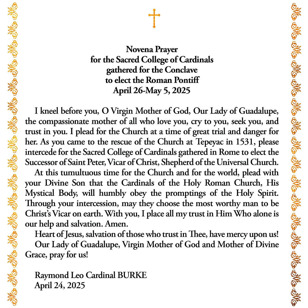 Novena Prayer for the Sacred College of Cardinals gathered for the ...