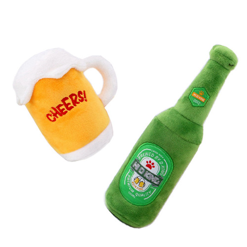 Squeaky plush toy - Beer bottle, Pint glass | Harper & Stitch