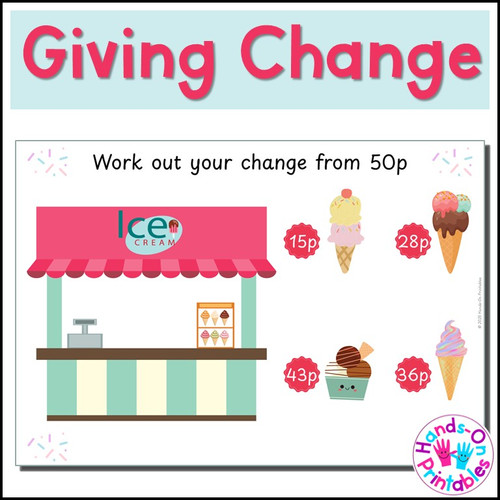 Money Giving Change Ice Cream Activity | Hands-On Printables