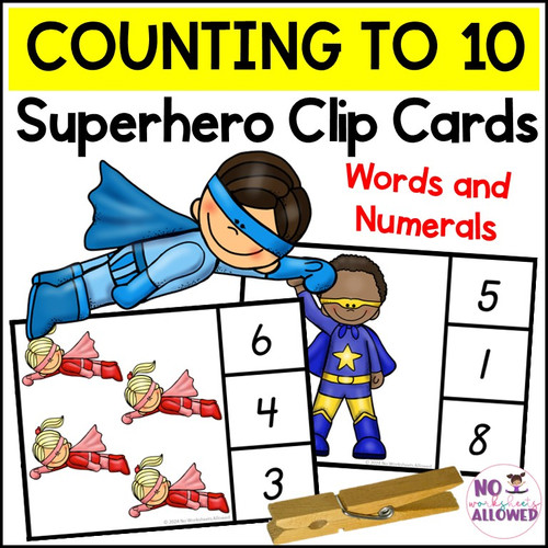 Superhero Counting 1-10 Peg Cards | Hands-On Printables