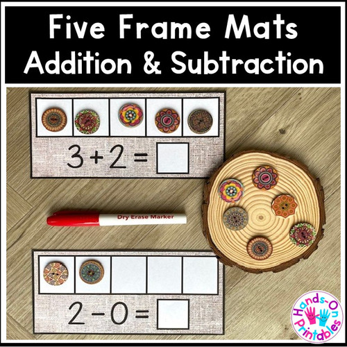 Addition and Subtraction Within 5 Five Frame Mats | Hands-On Printables