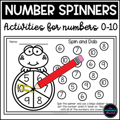 Number Recognition 0-10 Spinner Activities | NoWorksheetsAllowed