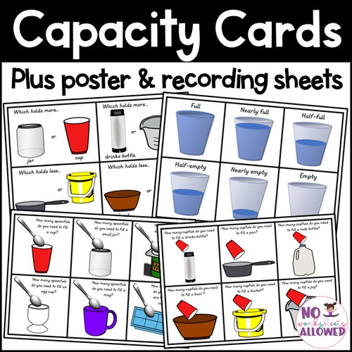 Comparing and Measuring Capacity Activity Cards | NoWorksheetsAllowed