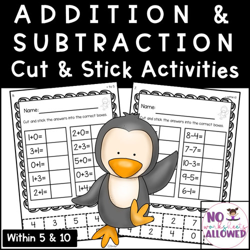 Addition and Subtraction Within 5/10 Cut and Stick Activity ...
