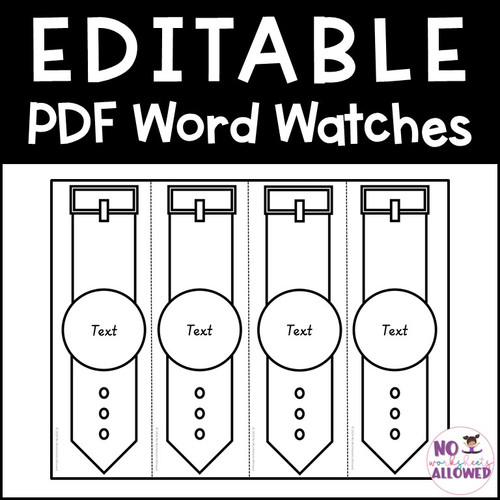 Editable Phonics Word Watches | NoWorksheetsAllowed