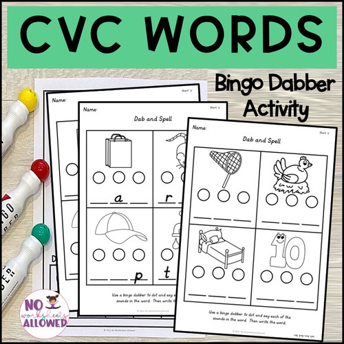 CVC Words Bingo Dabber Activity | NoWorksheetsAllowed