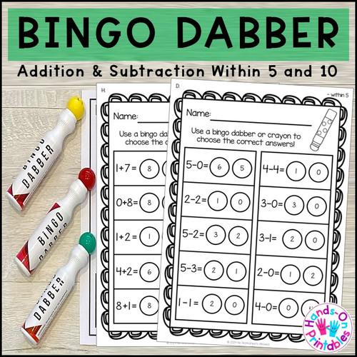 Bingo Dabber Addition & Subtraction Within 5 & 10 Activity | Hands-On ...