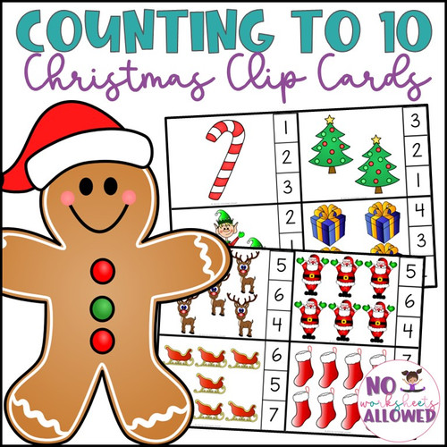Christmas Counting to 10 Peg/Clip Cards | NoWorksheetsAllowed