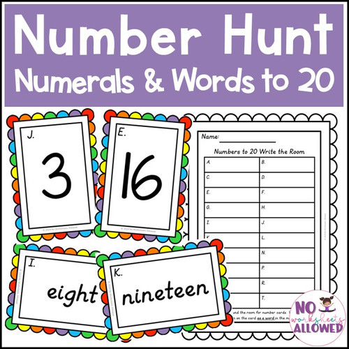 Numerals and Words to 20 Hunt the Room Activity | NoWorksheetsAllowed