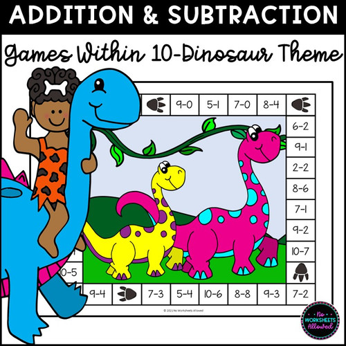 Dinosaur Addition and Subtraction Games to 10 | NoWorksheetsAllowed