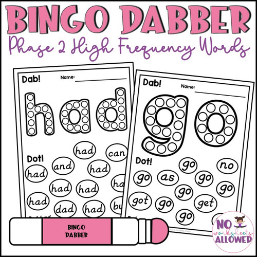Phase 2 High Frequency Words Bingo Dabber Activity | NoWorksheetsAllowed
