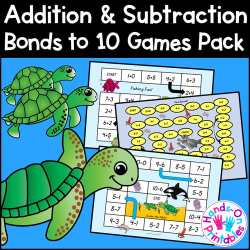 Addition and Subtraction to 10 Games | Hands-On Printables