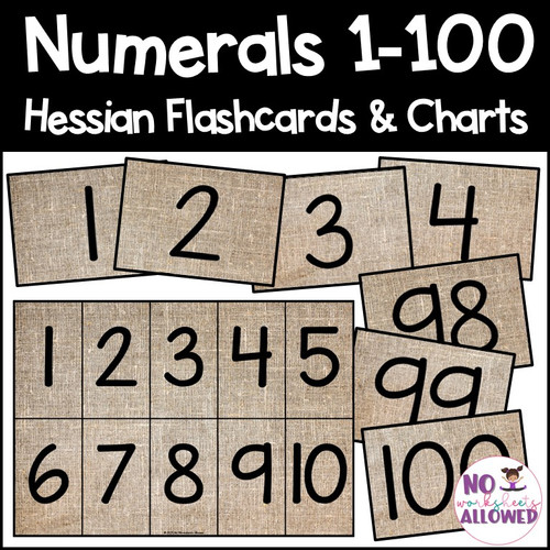 Hessian Effect Number Flashcards and Charts to 100 | Hands-On Printables