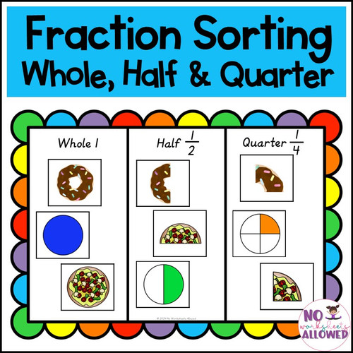 Fractions Whole Half Quarter Sorting Mats | NoWorksheetsAllowed