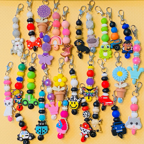 Custom Beaded Backpack or Purse Charm with Silicone Focal Beads | 4B ...