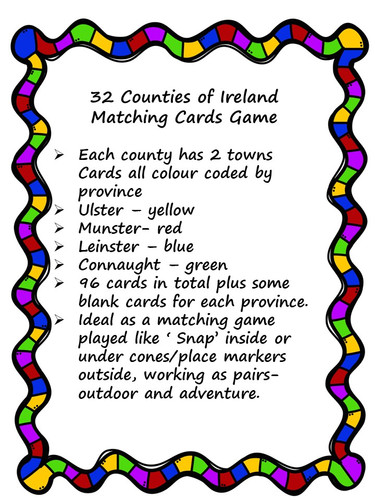 Counties and Towns of Ireland Matching Game. | Inside-Outside