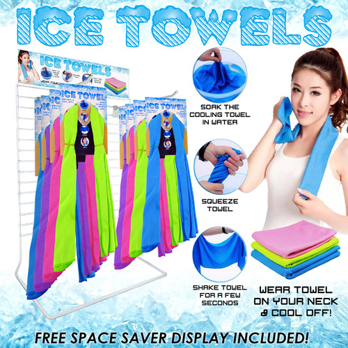 40" x 12" Ice Towels with Counter Display - Assorted Colors | Treasure ...