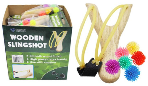 Wood Slingshot with Silicone Balls - Counter Display & Pegable ...