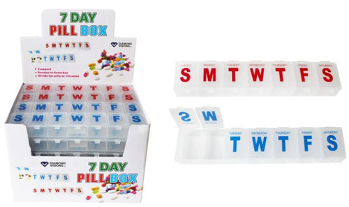 Jumbo 7 Day Pill Box - 1 Pill Compartment Per Day - Counter Display ...