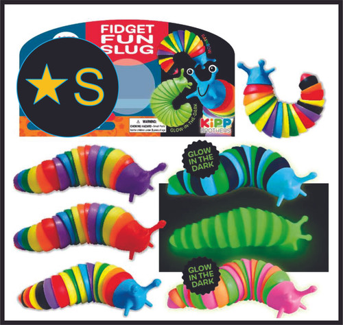 7" Fidget Slugs - Assorted Rainbow & Glow in the Dark Colors - Sensory ...