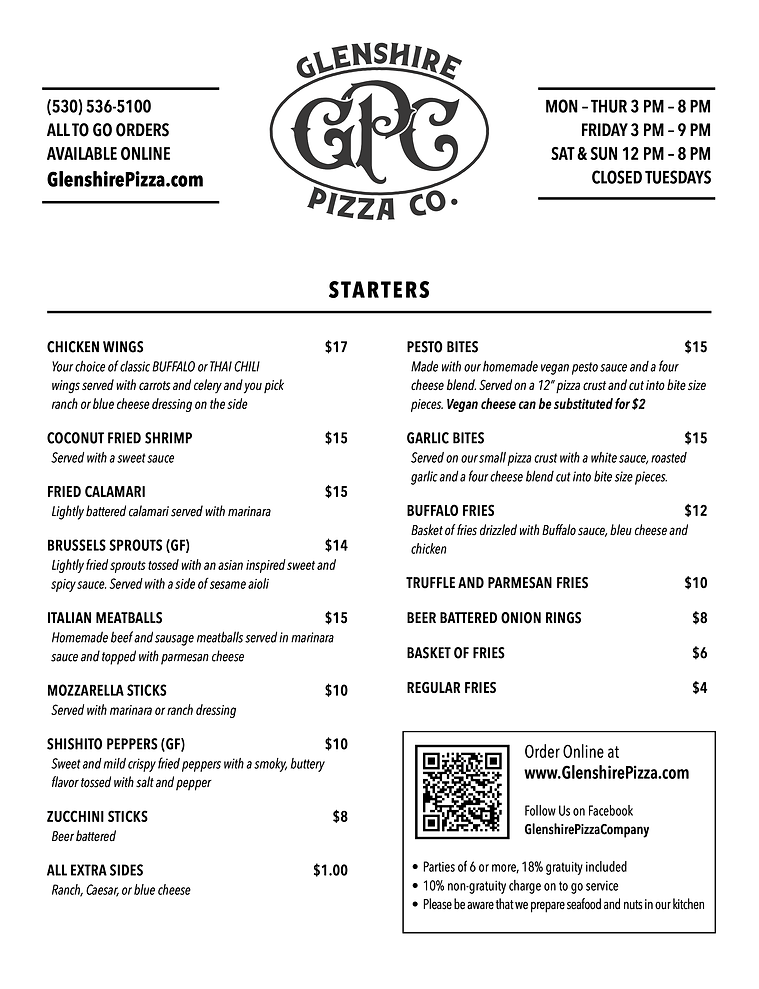 MENU | glenshirepizza