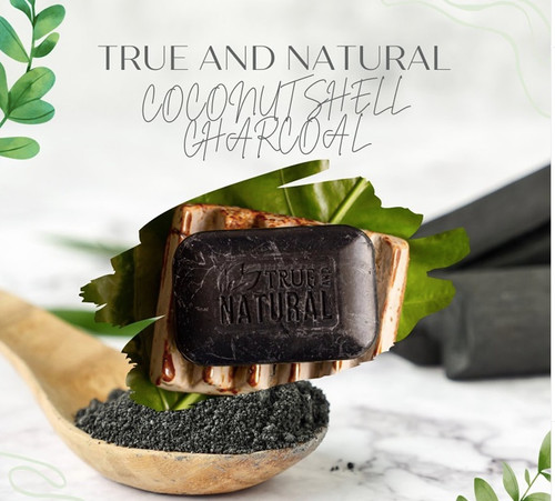 TRUE AND NATURAL Natural Face and Body Soap Coconut Shell Charcoal ...