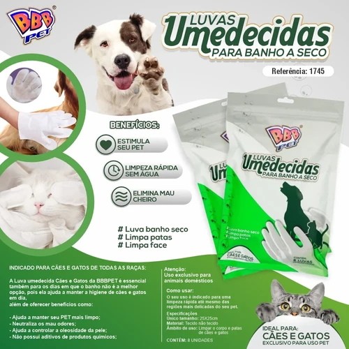 Luva Umedecida Pet 8 unidades - BBB Pet | Natural Kingdom