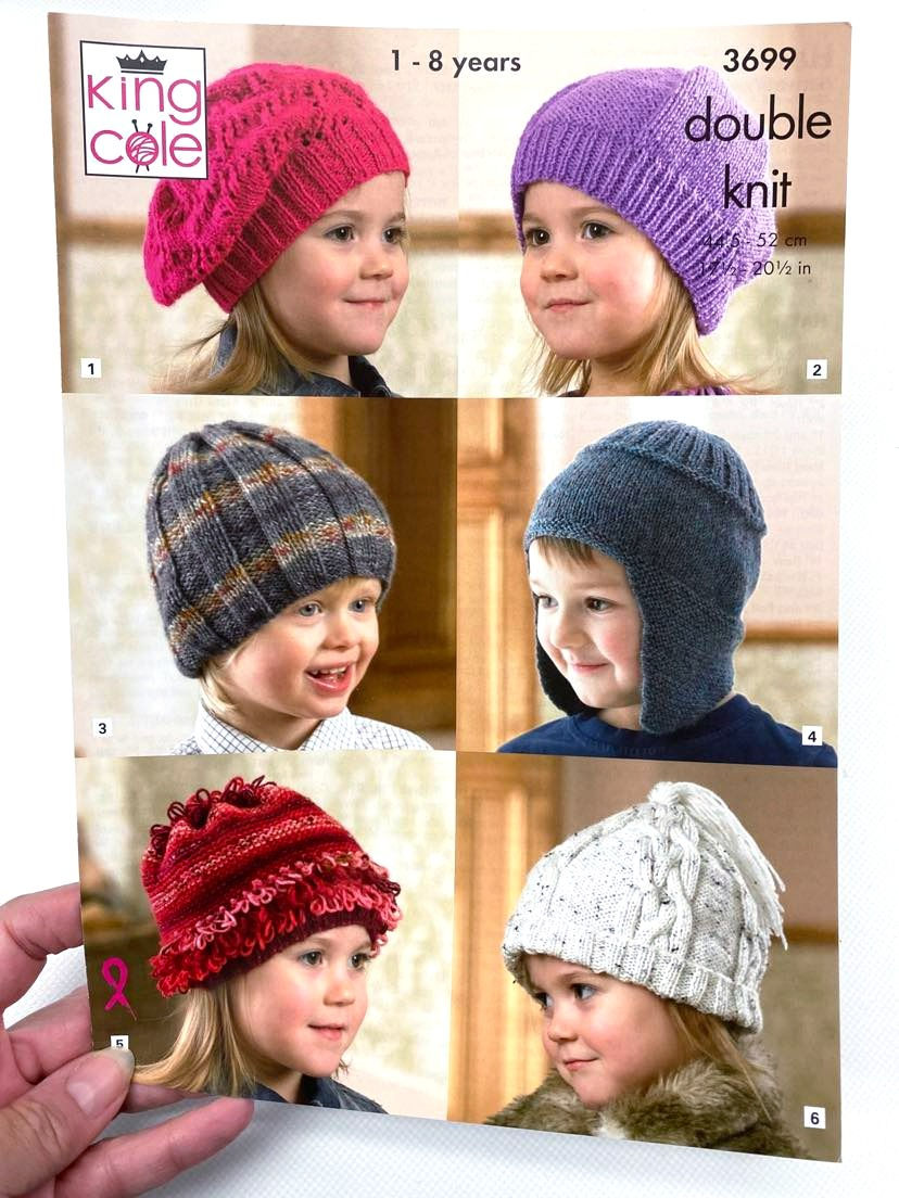King Cole Leaflet 3699 - 1 to 8 Years Knitting Pattern of Beanies | The ...