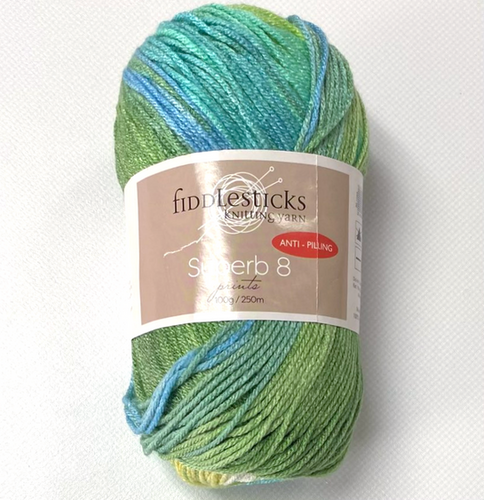 Fiddlesticks Superb 8 Prints - 8ply - Beautiful Gradual Variegation 100 ...