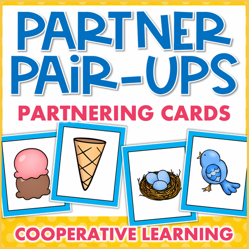 Partner Pairing Cards for Cooperative Learning Things That Go Together ...