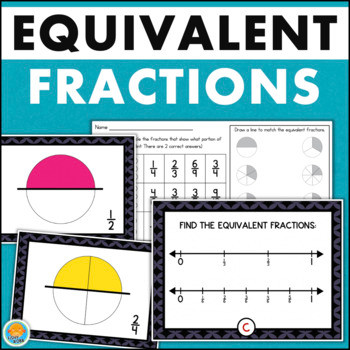 Grade 3 Equivalent Fractions Math Center Task Cards Worksheet Print