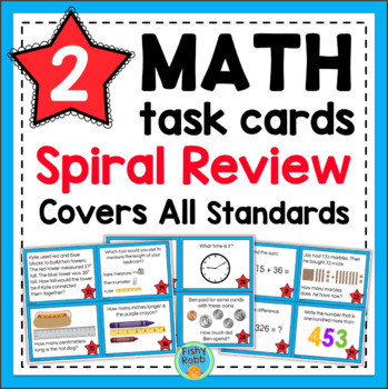 Grade 2 Math Task Cards ALL STANDARDS | fishyrobb