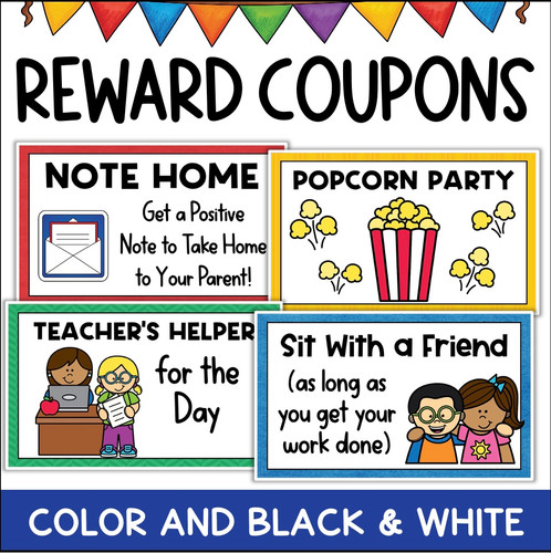 Classroom Reward Coupons Individual & Whole Class Incentives Treasure ...