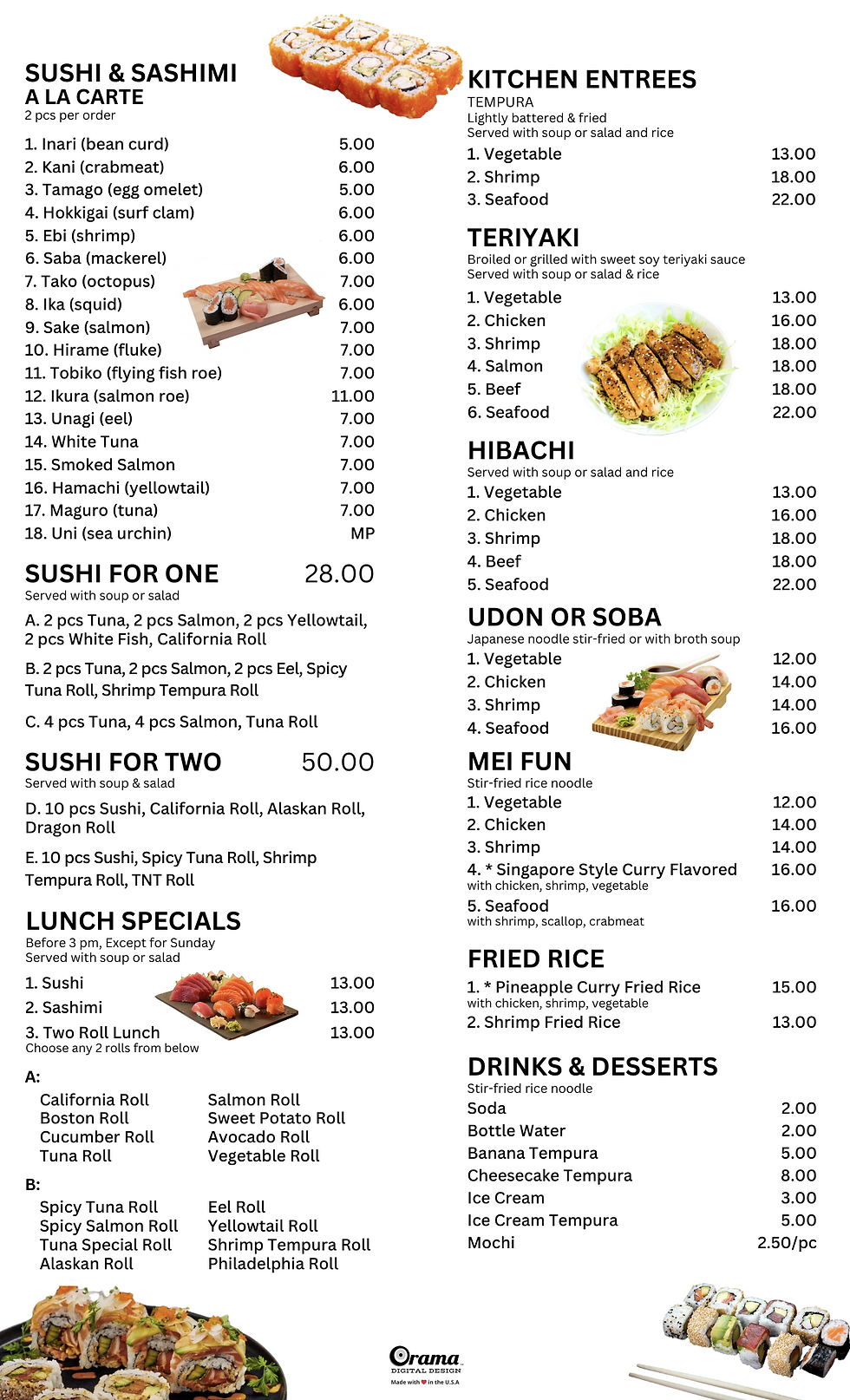 Menu | Sushi Ocean View