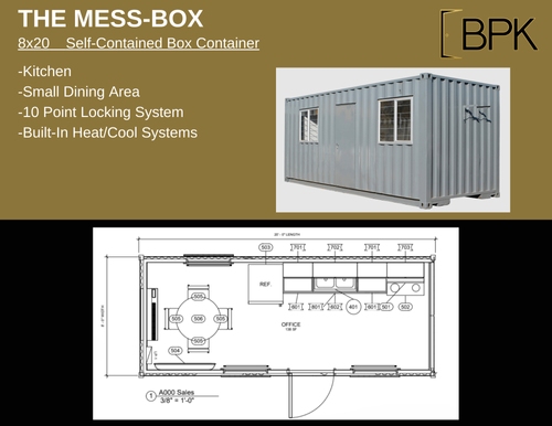 The Mess-Box | 8'x20' | Full Kitchen w/ Large Dining Area | Bpk Housing 1