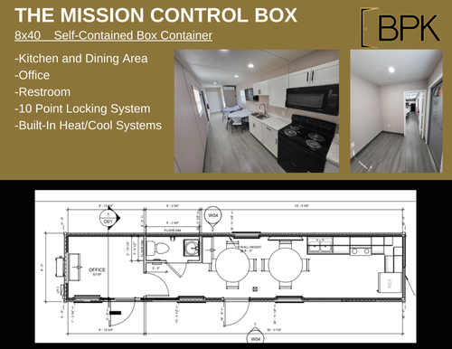 The Mission Control Box | 8'x40' | Full Kitchen/Dining/Office | Bpk ...
