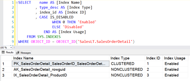 Disable and Enable SQL Server Indexes