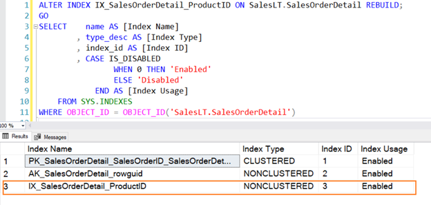 Disable And Enable Sql Server Indexes