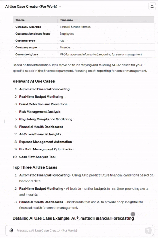 AI Use Case Creator For Work