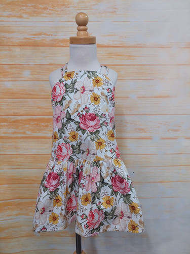 Millie Dress Large Earthy Floral on White Size 4 | The Faraway Tree Cha