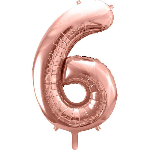Number 6 Rose Gold Balloons - Large 34" Helium Balloon Birthday ...