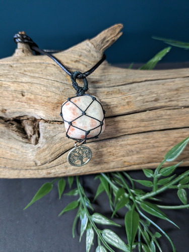 Sunstone Crystal with Tree of Life Pendant Necklace | Dragonfire Emporium