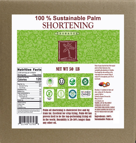 Shortening Palm oil - 100% Sustainable - 50 lbs | okonatur