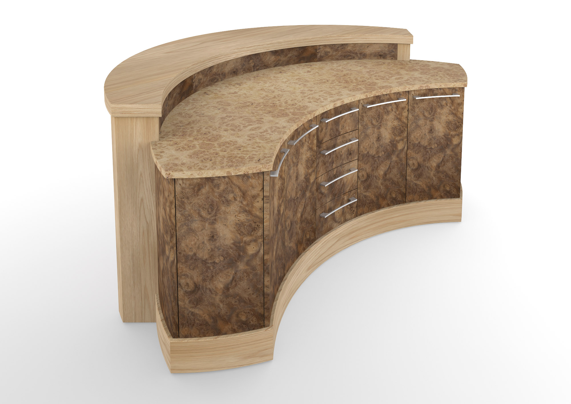 Solid wood curved door Furniture, Curved Islands and Curved Cabinets