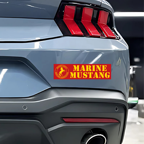 Red and Yellow Mustang Bumper Sticker | Marine Corps Mustang Association