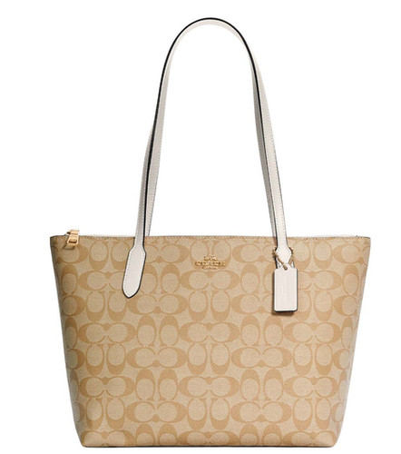 Coach Nina Tote in Signature Canvas - Beige | Pepperazzi Luxury