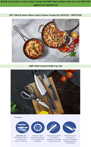 Tefal & Jamie Oliver Cook’s Classic Combo Set GWP Tefal Comfort Knife 3 ...