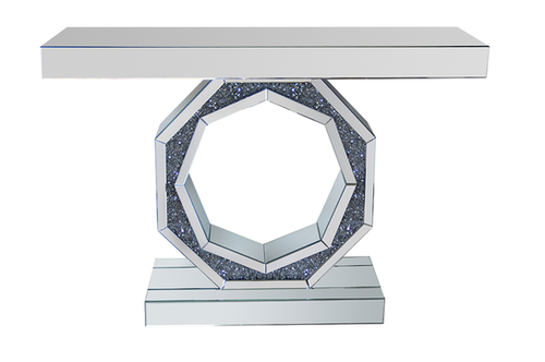Zelda Mirror Body Geometric Console Table With Crushed Bead Accents | P S Furniture Ltd