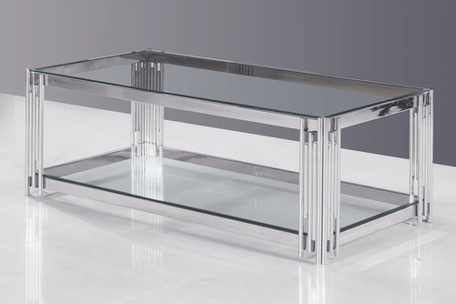 Ethane Chrome Metal Silver Coffee Table Set | P S Furniture Ltd